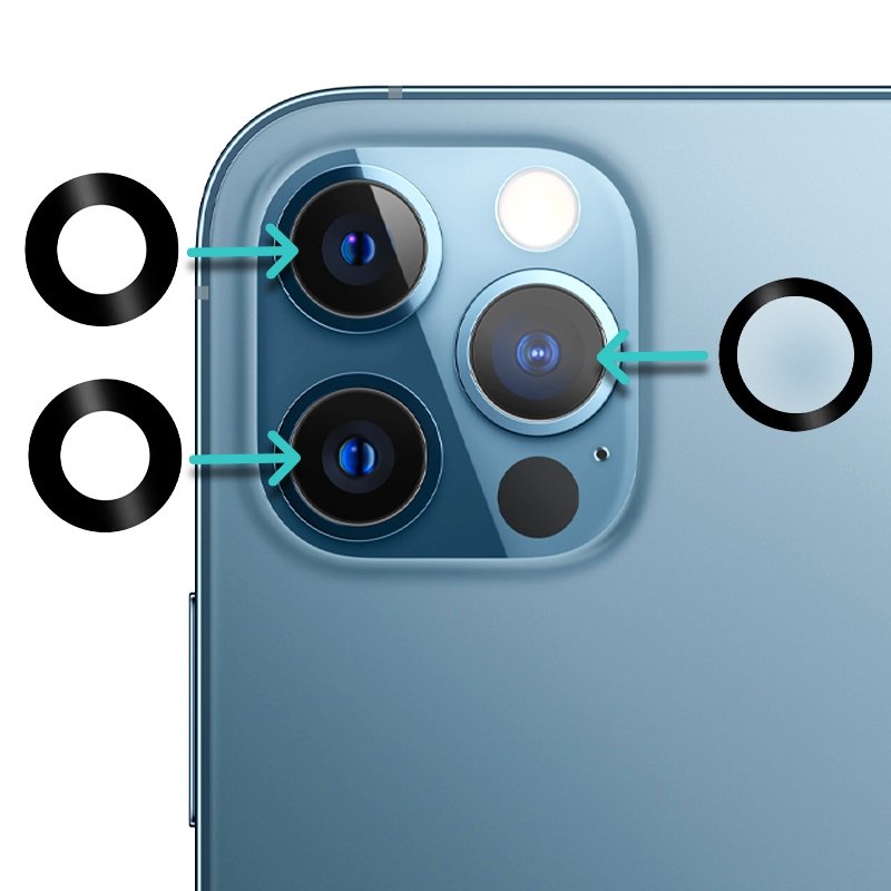 Lentilles de protection pour caméra arrière d'iPhone 12 Pro | Lot de 3