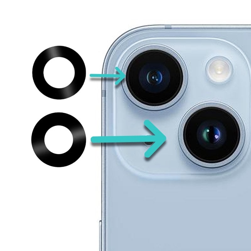 Lentilles de protection pour caméra arrière d'iPhone 14 et 14 Plus