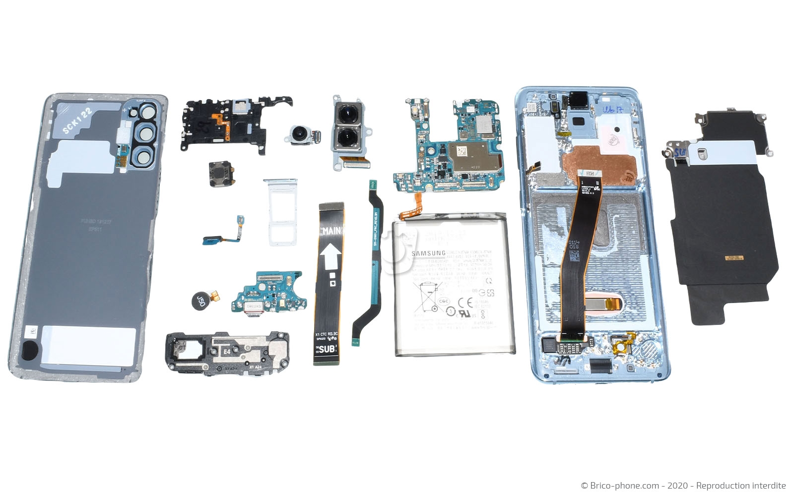 Guide de démontage pour découvrir tous les composants du Samsung Galaxy S20